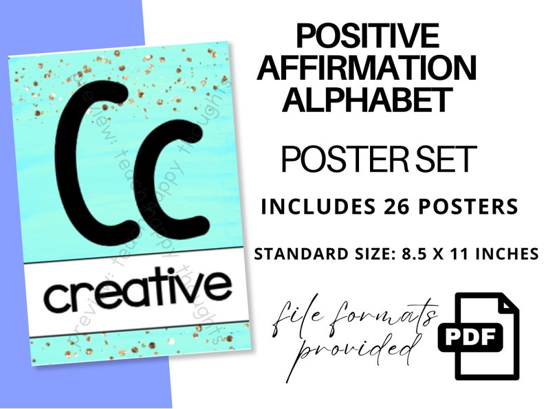 Positive Affirmation ALPHABET Posters With WORD WALL Circles ...