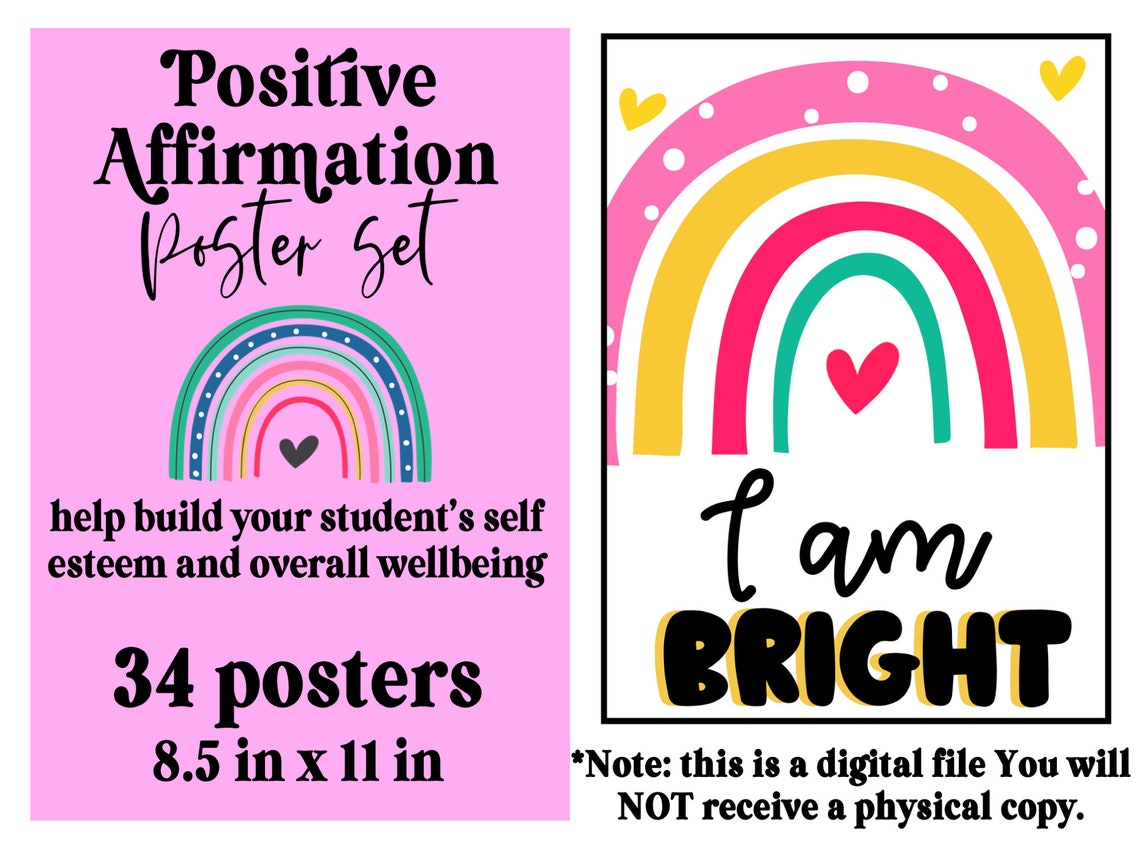 20 Positive Affirmation Posters for Classroom Kids Room or - Etsy Canada