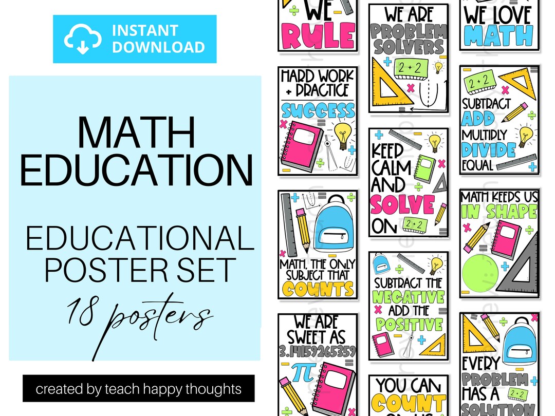 18 MATHS CLASSROOM POSTERS | Math Teacher Class Classroom Decor ...