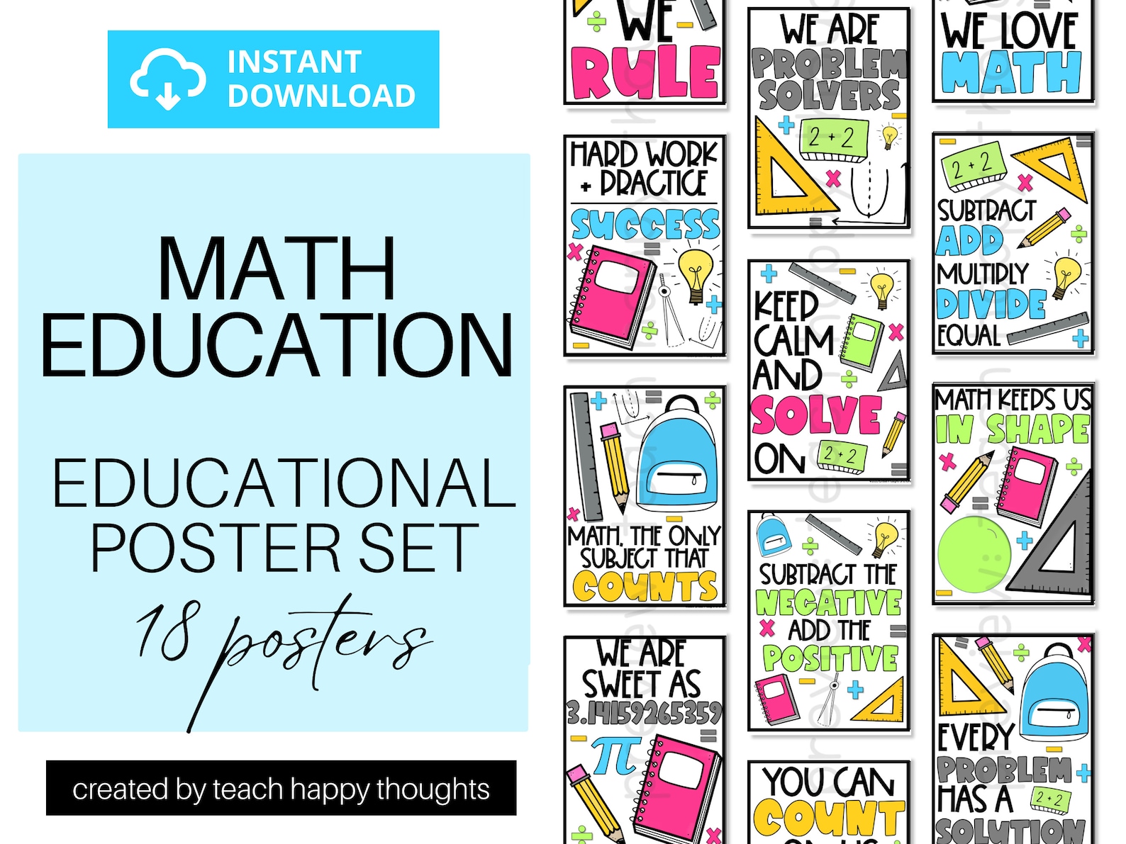 18 MATHS CLASSROOM POSTERS | Math Teacher Class Classroom Decor ...