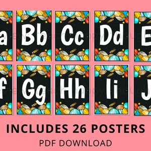 Space Themed Poster Set ALPHABET LETTER POSTERS Banner Planet Space ...