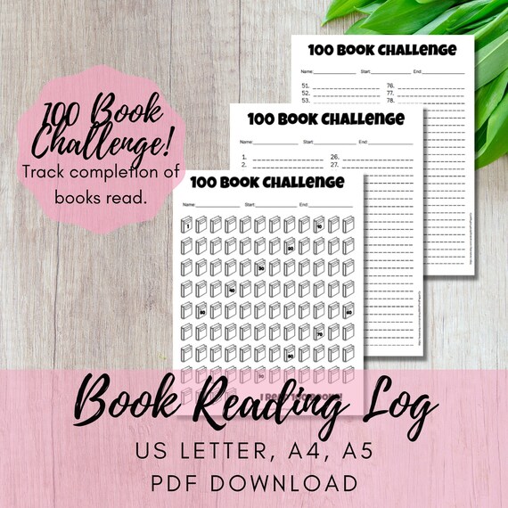 100 Book Challenge Reading Log Book Tracker Homeschool - Etsy