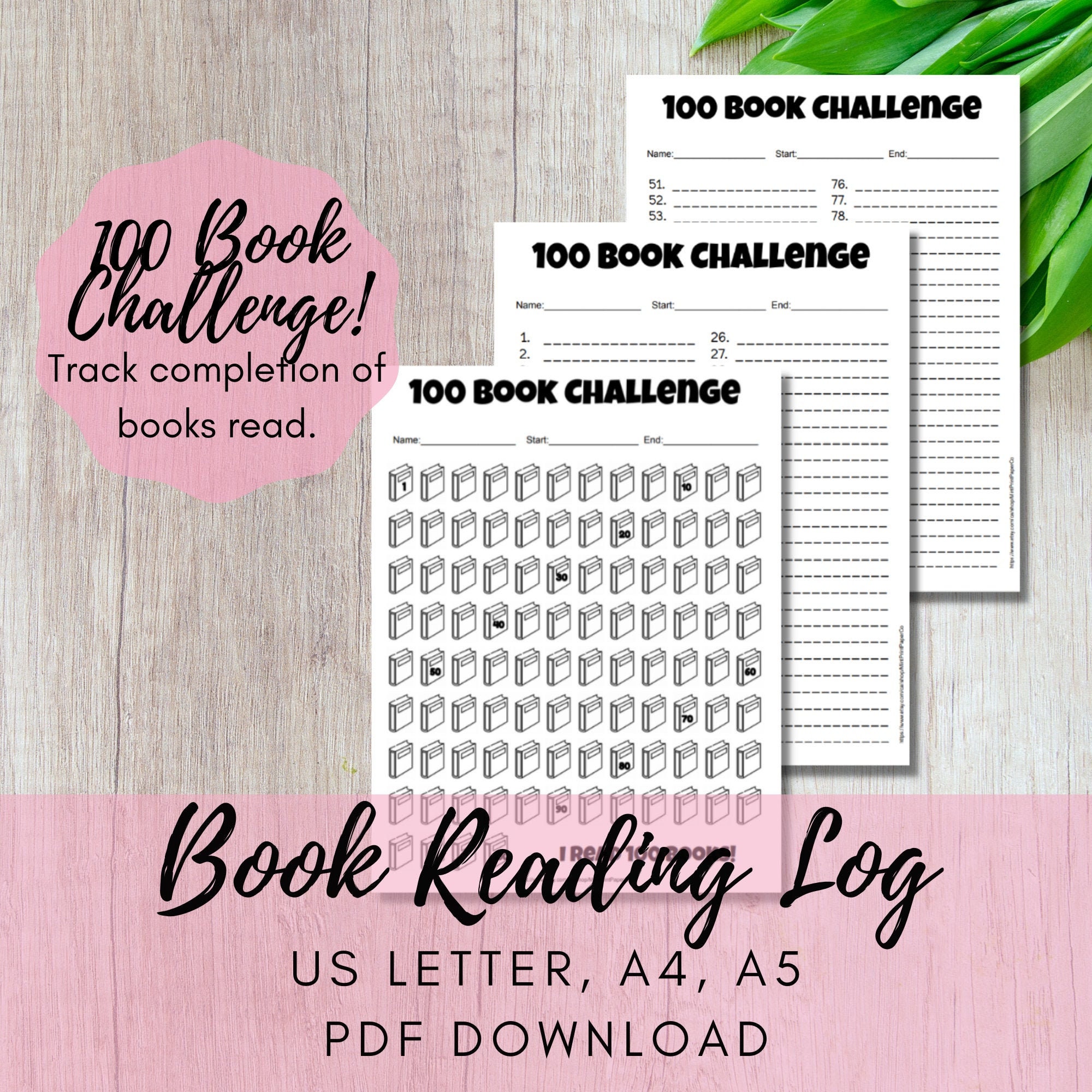 100 Book Challenge Reading Log Book Tracker Homeschool - Etsy Canada