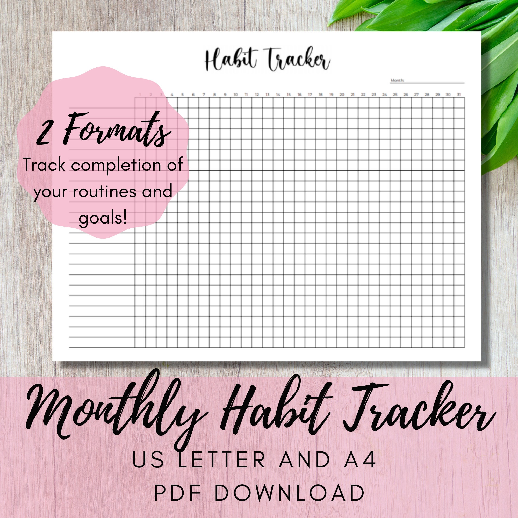 Habit Tracker Template, Printable Habit Chart, Daily Habit Tracker ...