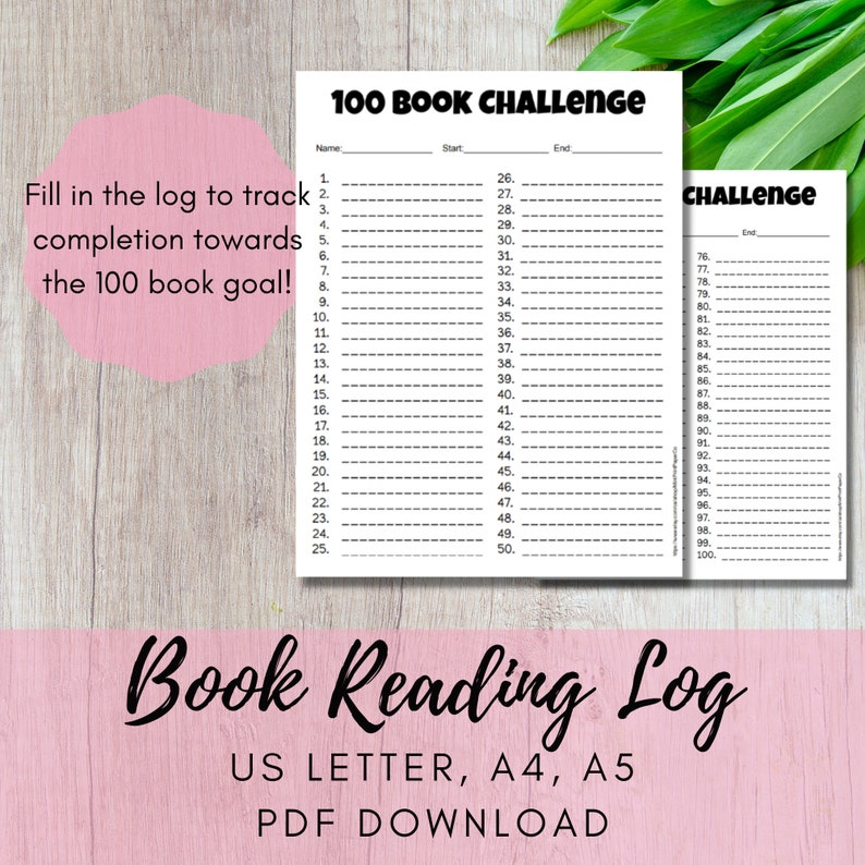 100 Book Challenge Reading Log Book Tracker Homeschool - Etsy Canada