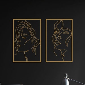 Woman Faces Metal Wall Decor, Female Wall Decor Set, Large Wall Decor ...