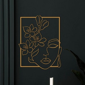 Gold Metal Line Art Female Face Gold Wall Art Gold Wall - Etsy Canada