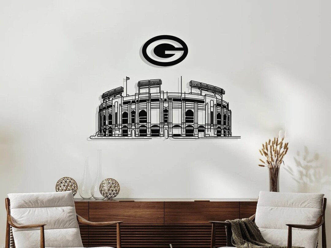 Green Bay Packers Metal Wall Art Set,lambeau Field Stadium, Football ...