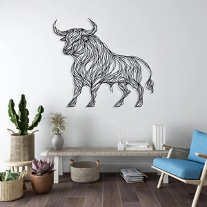 Tree Bull Metal Art, Nature Wall Decor, Bull Wall Decor, Bull Art ...