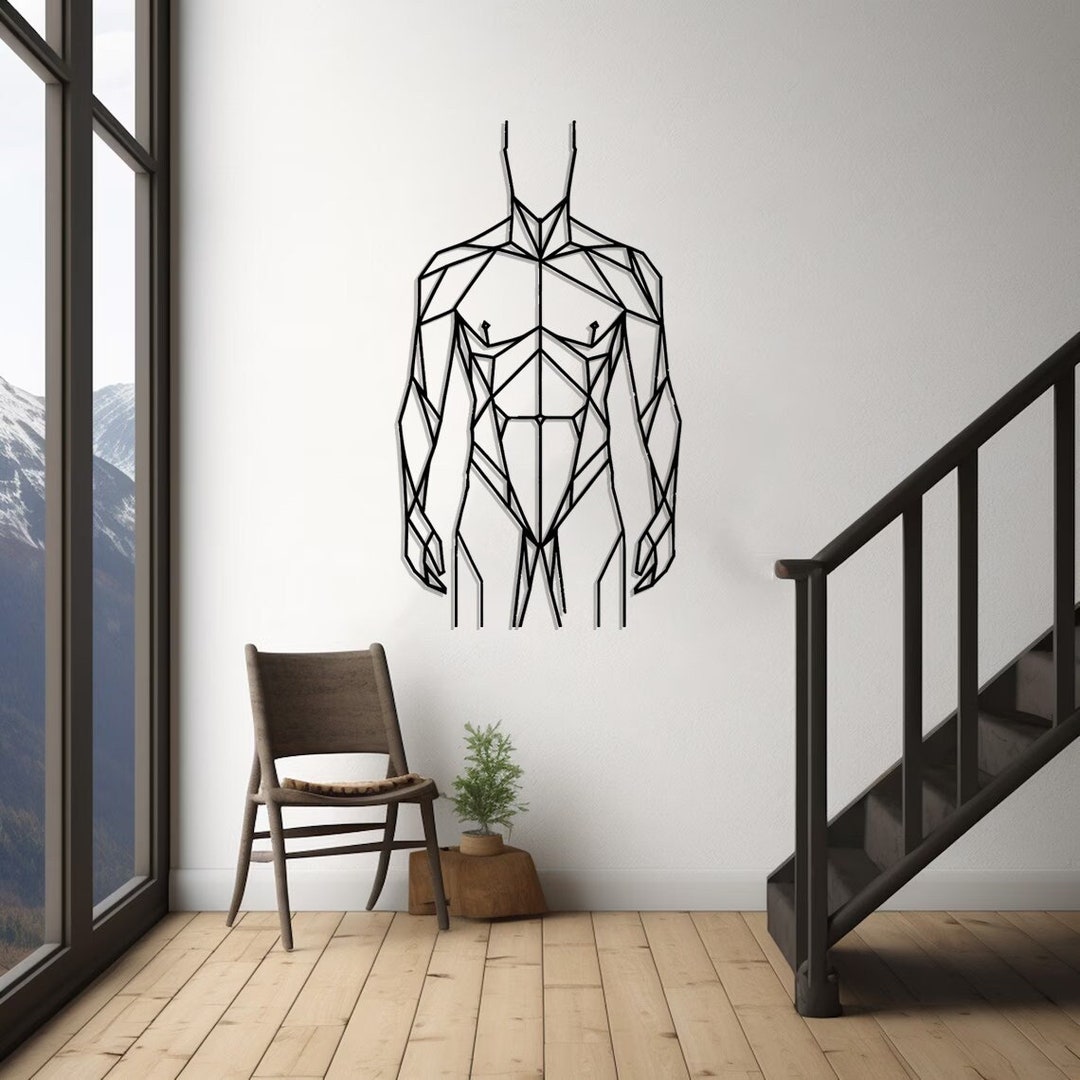 Golden Ratio Male Body Line Art - Man Body Metal Wall Decor - Modern ...