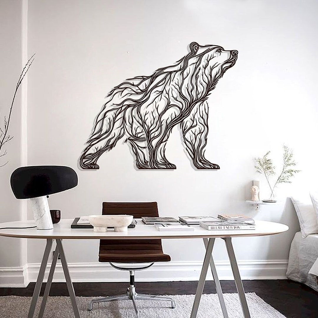 Tree Bear Metal Wall Art, Bear Metal Art - Wildlife Lover Gift, Metal ...