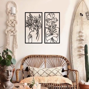 Floral-female Body Metal Wall Art Set of 2, Naked Woman Body Wall Decor ...