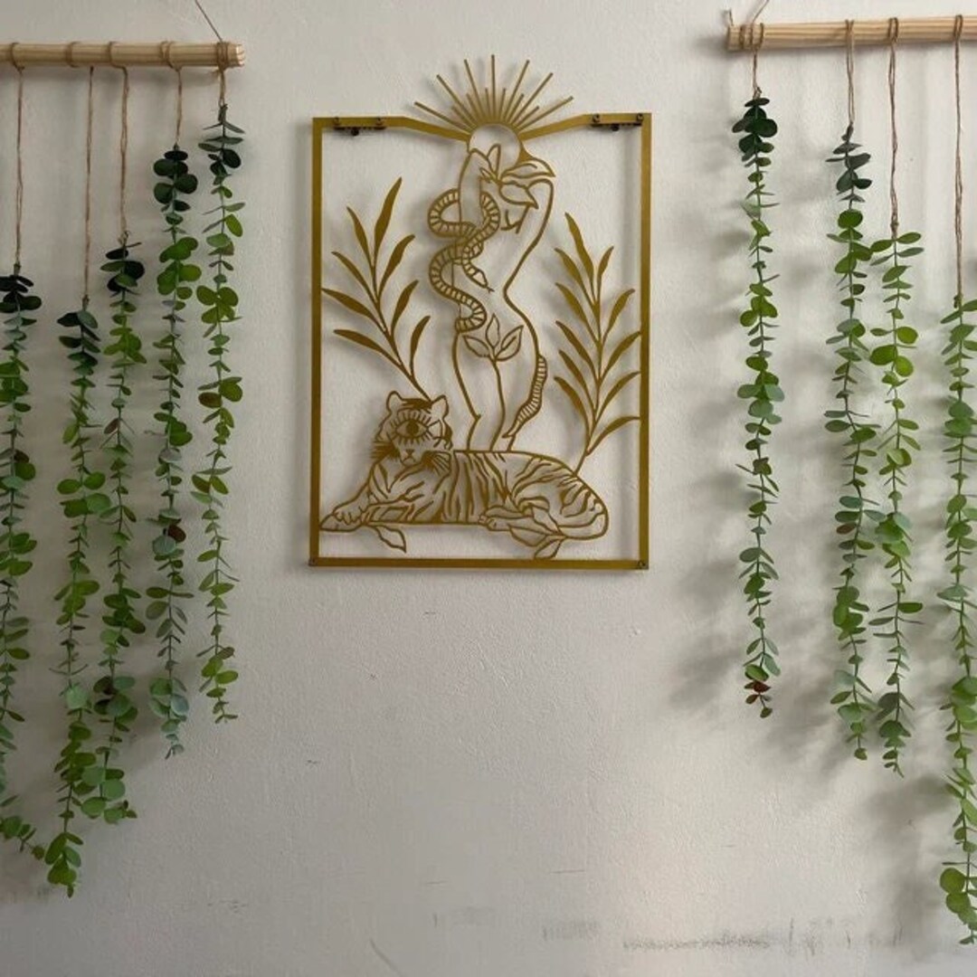 Wild Woman Wall Art, Metal Female Art, Gold Woman Decor, Bedroom Wall ...