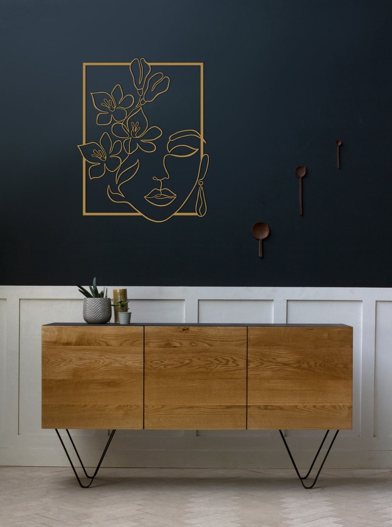 Gold Metal Line Art Female Face Gold Wall Art Gold Wall - Etsy Canada