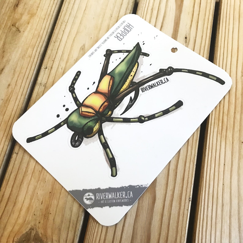 Foam Hopper - Grasshopper - Fly Tying Art - Fishing Sticker - Trout Fly ...