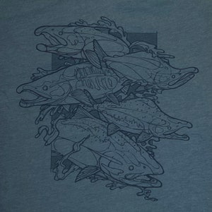 Pacific Salmon - T-shirt - Fishing Apperal - Fly Fishing - Fish Art ...