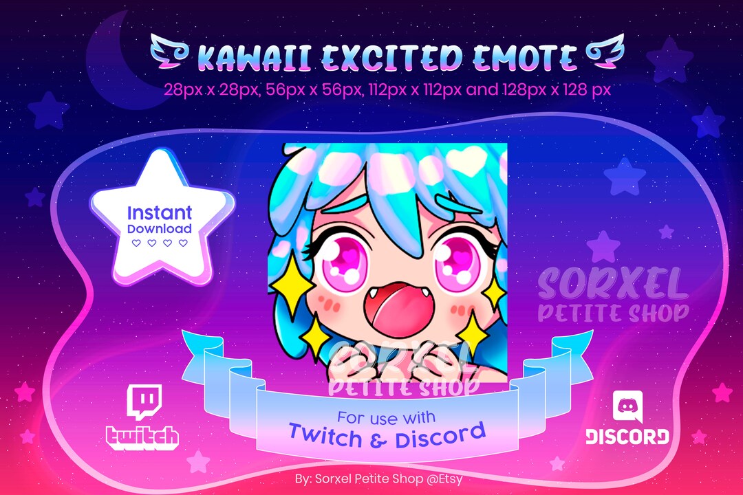 Kawaii Excited Emote / Emote Kawaii Super Emocionado / Twitch Emote ...