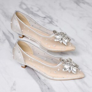 Silver Transparent Princess Kitten Heels, Fairytale Shoes, Simple ...