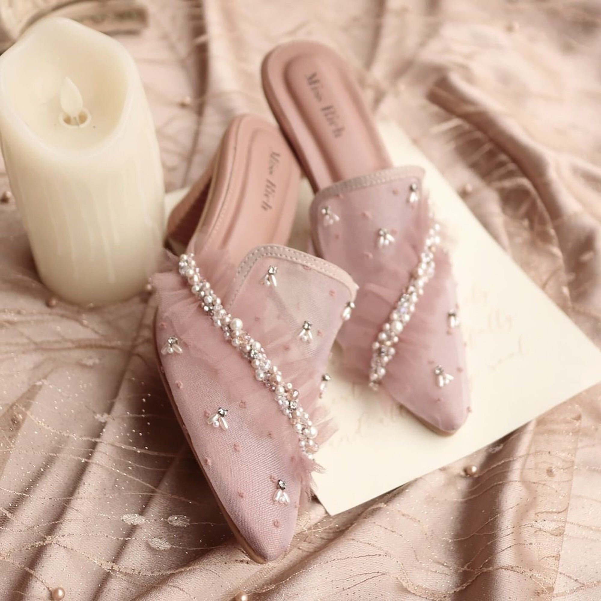 Rustic Fluffy Party Mule Elegant Beaded Unique Shoes Classy - Etsy