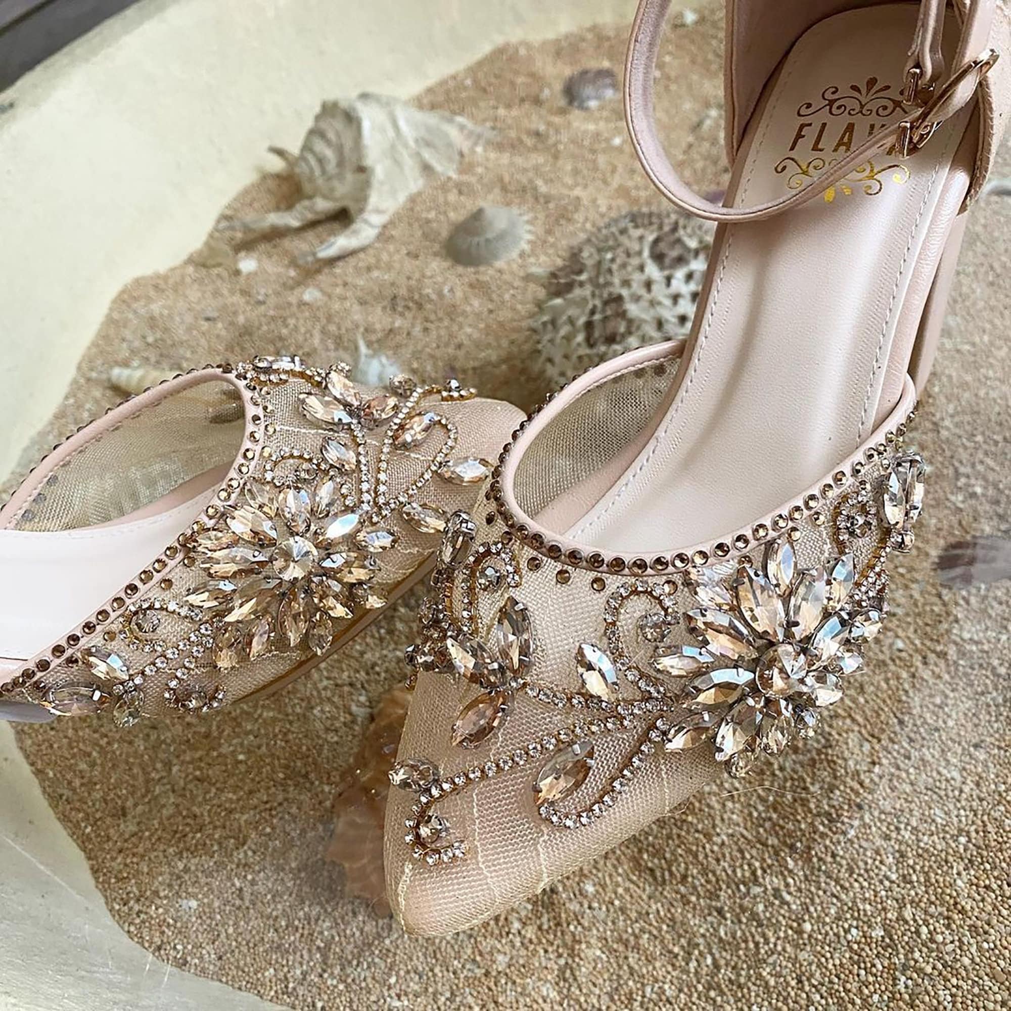 Beige Classic Crystal Wedding Heels Bridal Rhinestone Heels - Etsy