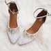 White Lace Wedding Flat Shoes, Tulle Bridal Custom Heels, Elegant Party ...