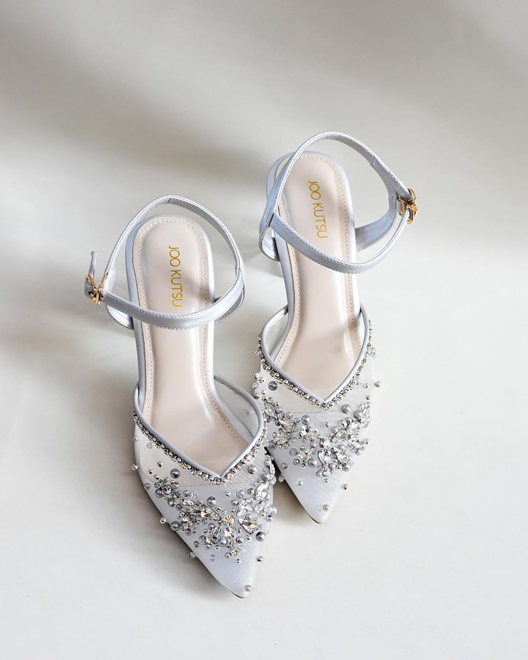 Silver Beaded Rhinestone Bridal Shoe, Classy Elegant Party Heels ...