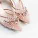 Rose Gold Beaded Party Shoe Glass Heels, Bridesmaid Handmade Princess ...