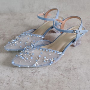 Gray Pointed Toe Transparent Party Shoe, Bridesmaid Flat Shoe, Wedding ...