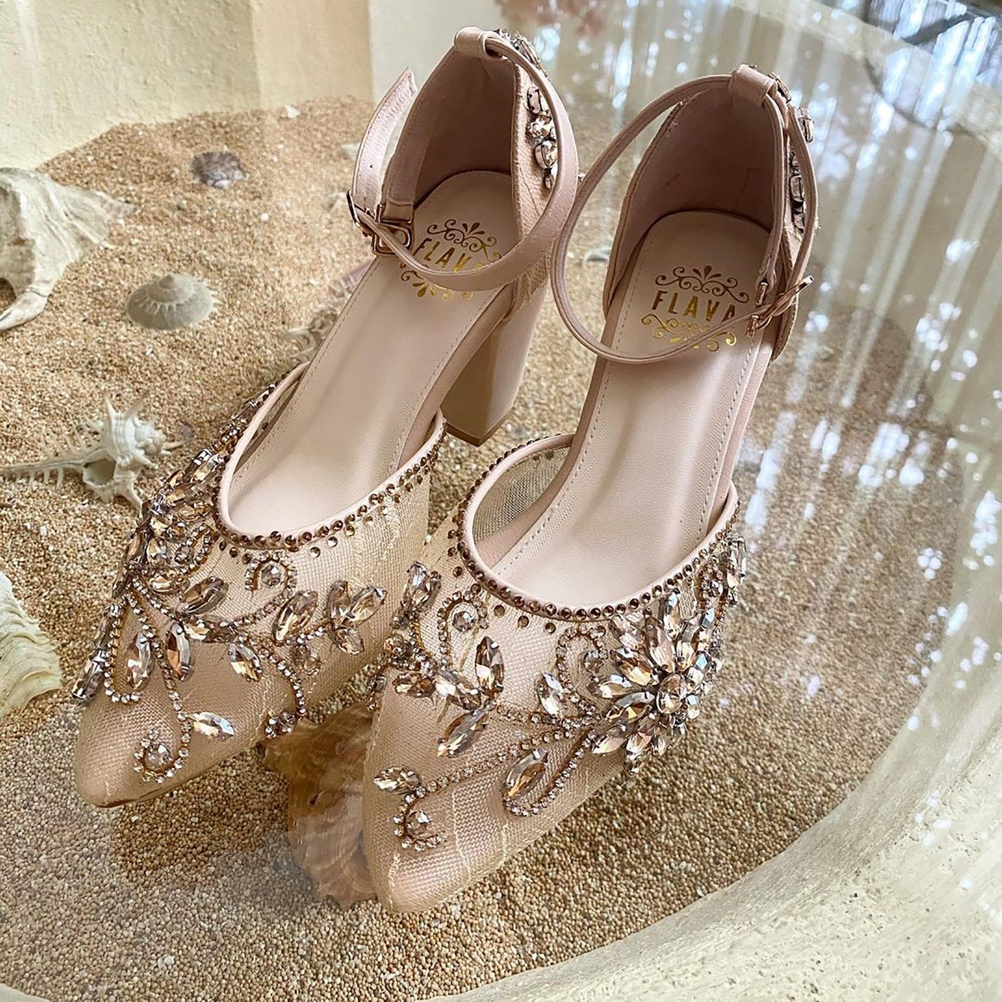Beige Classic Crystal Wedding Heels Bridal Rhinestone Heels - Etsy