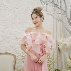 Layered Ruffle Organza Top, Multiway Formal Blouse, Cocktail Party Top ...