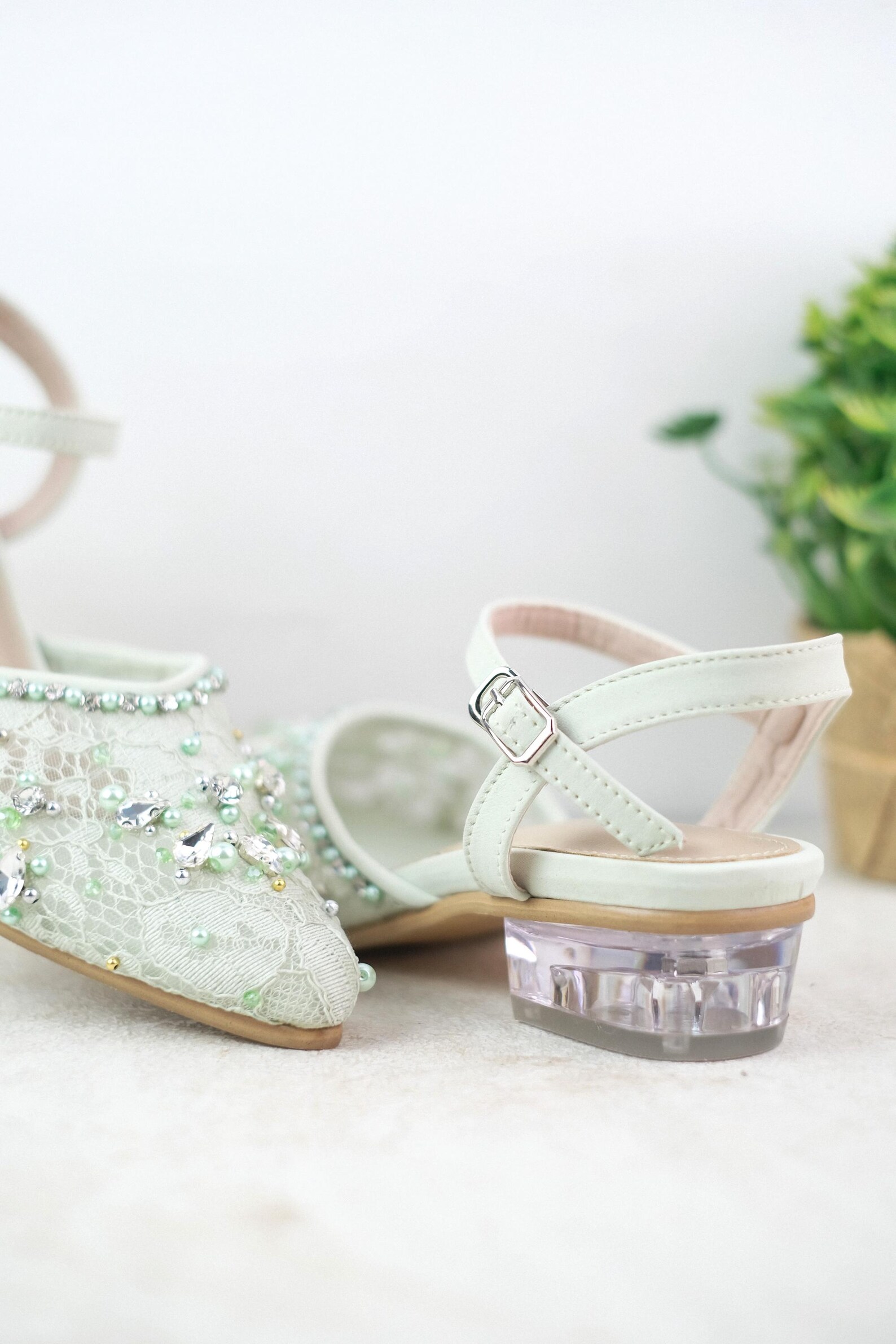 Mint Green Lace Party Heels, Custom Bridal High Heels, Vintage Handmade ...