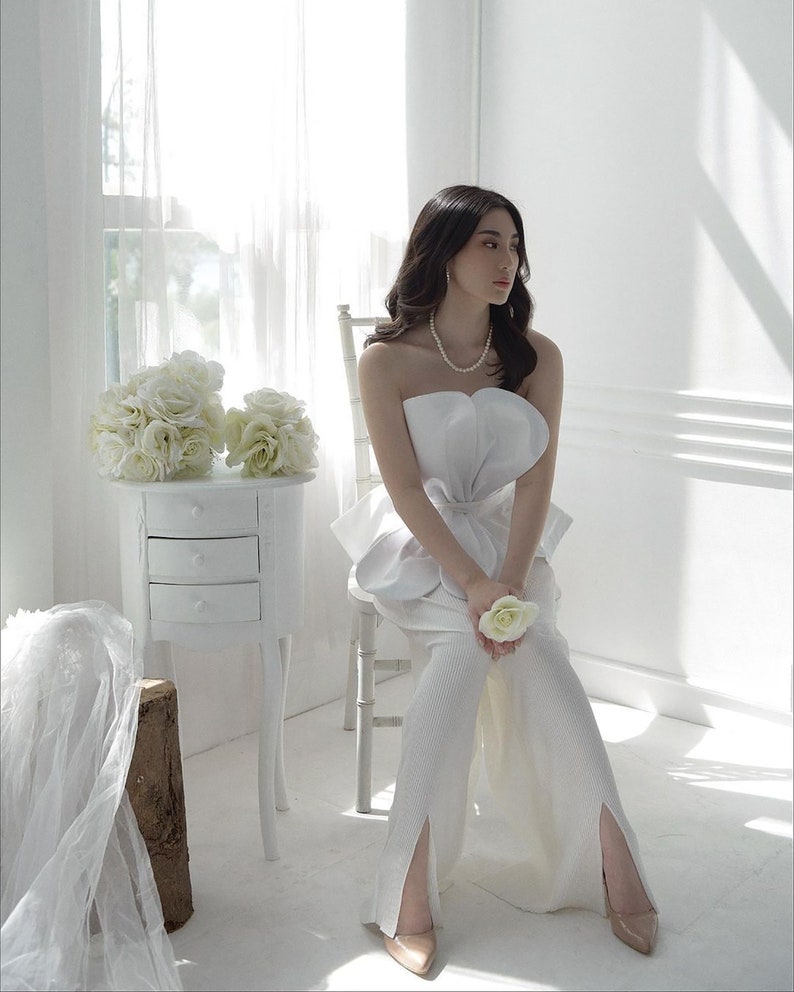 Ivory Fancy Bustier Formal Party Top, Clover Petals Top, Elegant Short ...