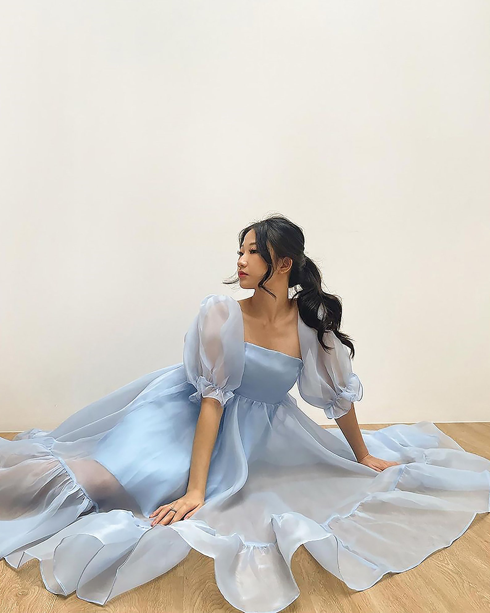 Simple Pretty Organza Dress Puff Sleeves Classy Cocktail - Etsy