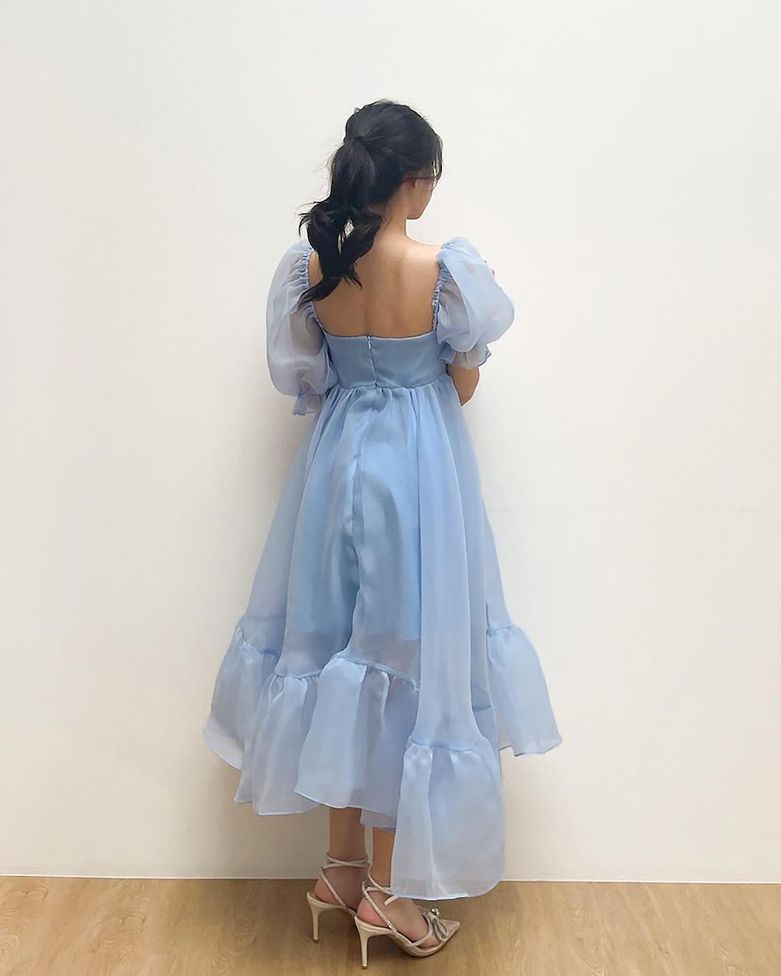 Simple Pretty Organza Dress Puff Sleeves Classy Cocktail - Etsy