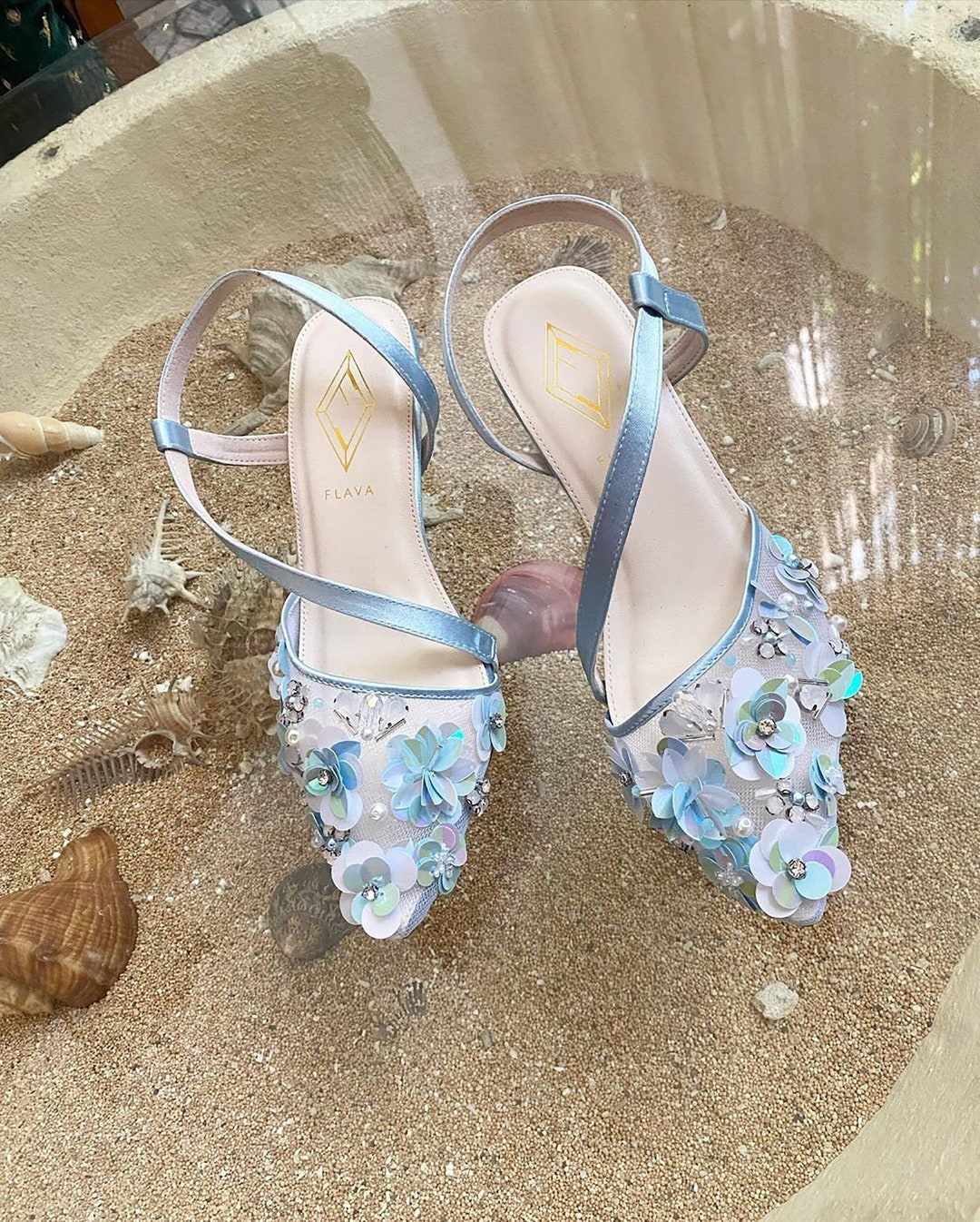 Blue Floral Beaded Pretty Shoe, Elegant Classy Flower Pointed Toe Shoe ...