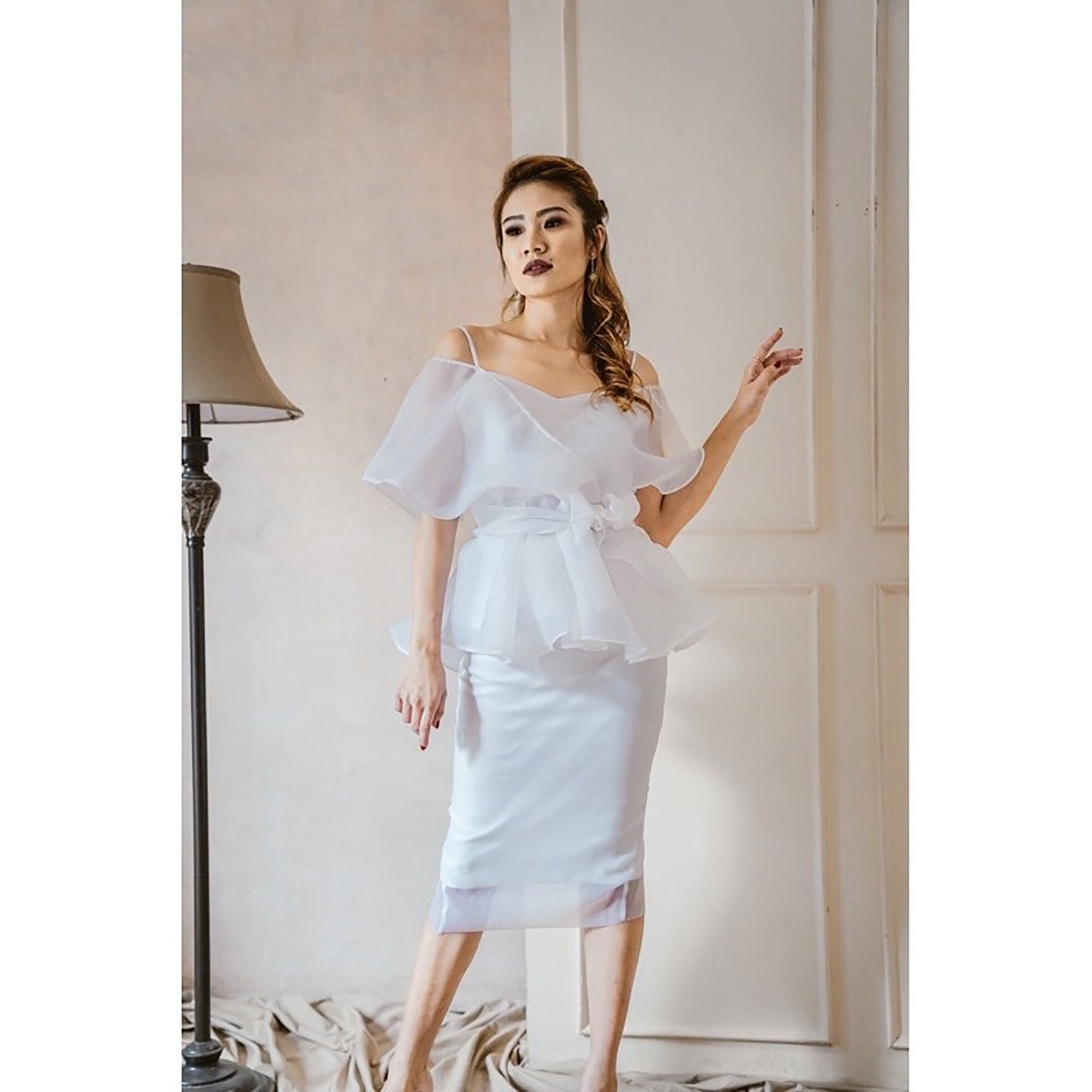 White Organza off Shoulder Top, Princess Elegant Party Blouse, Classy ...