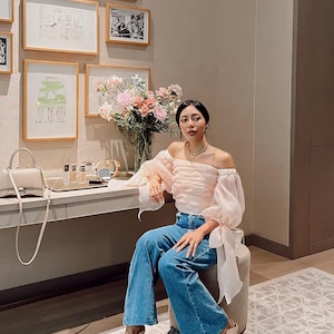 Princess Organza Drapery Top, Autumn Classy Top, Party off Shoulder ...