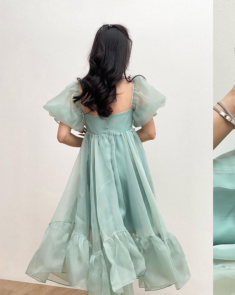 Simple Pretty Organza Dress Puff Sleeves Classy Cocktail - Etsy