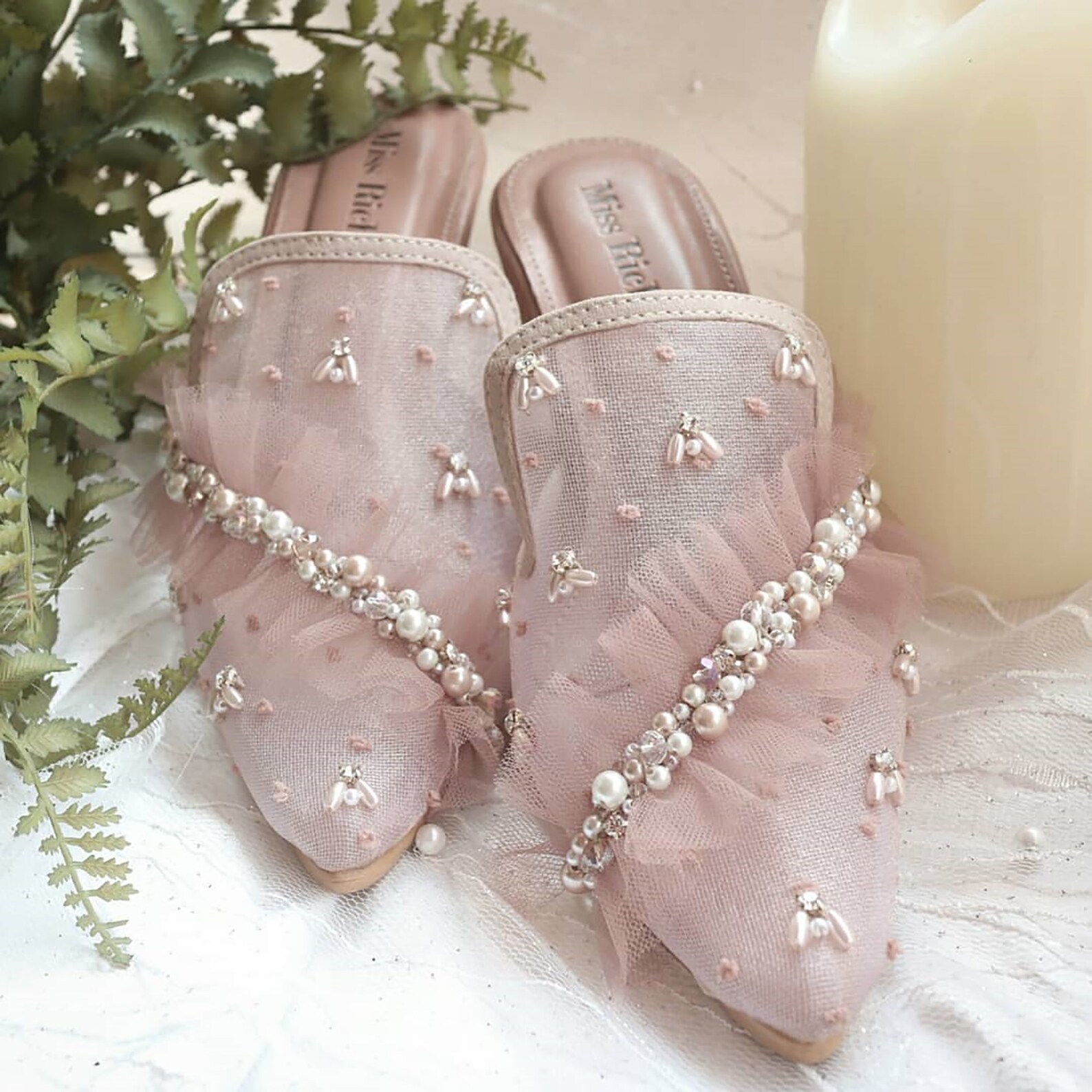 Rustic Fluffy Party Mule Elegant Beaded Unique Shoes Classy - Etsy