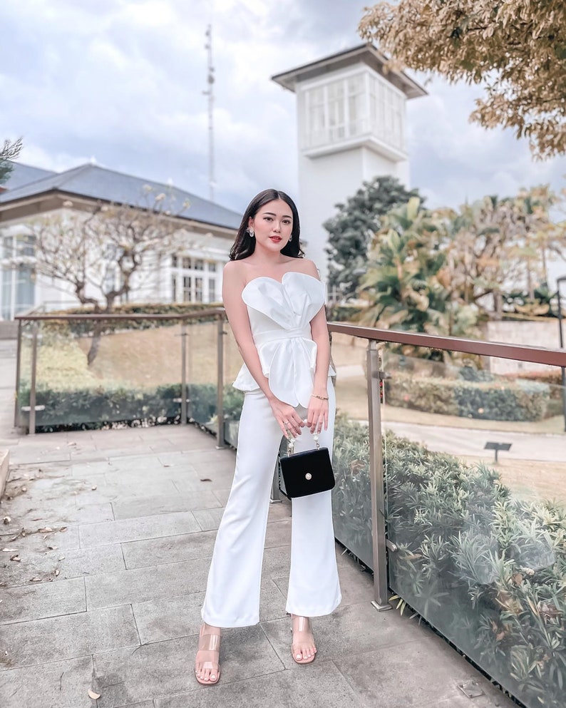 Ivory Fancy Bustier Formal Party Top, Clover Petals Top, Elegant Short ...