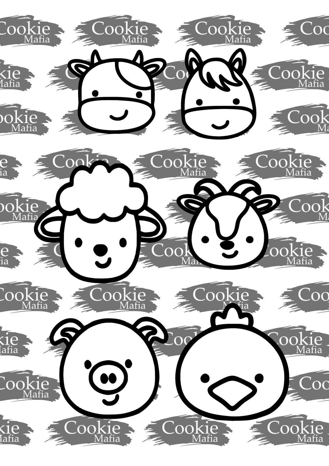 Farm Animal Cutters, 9cm. Sheep, Cow, Pig, Horse, Goat, Chick - Etsy