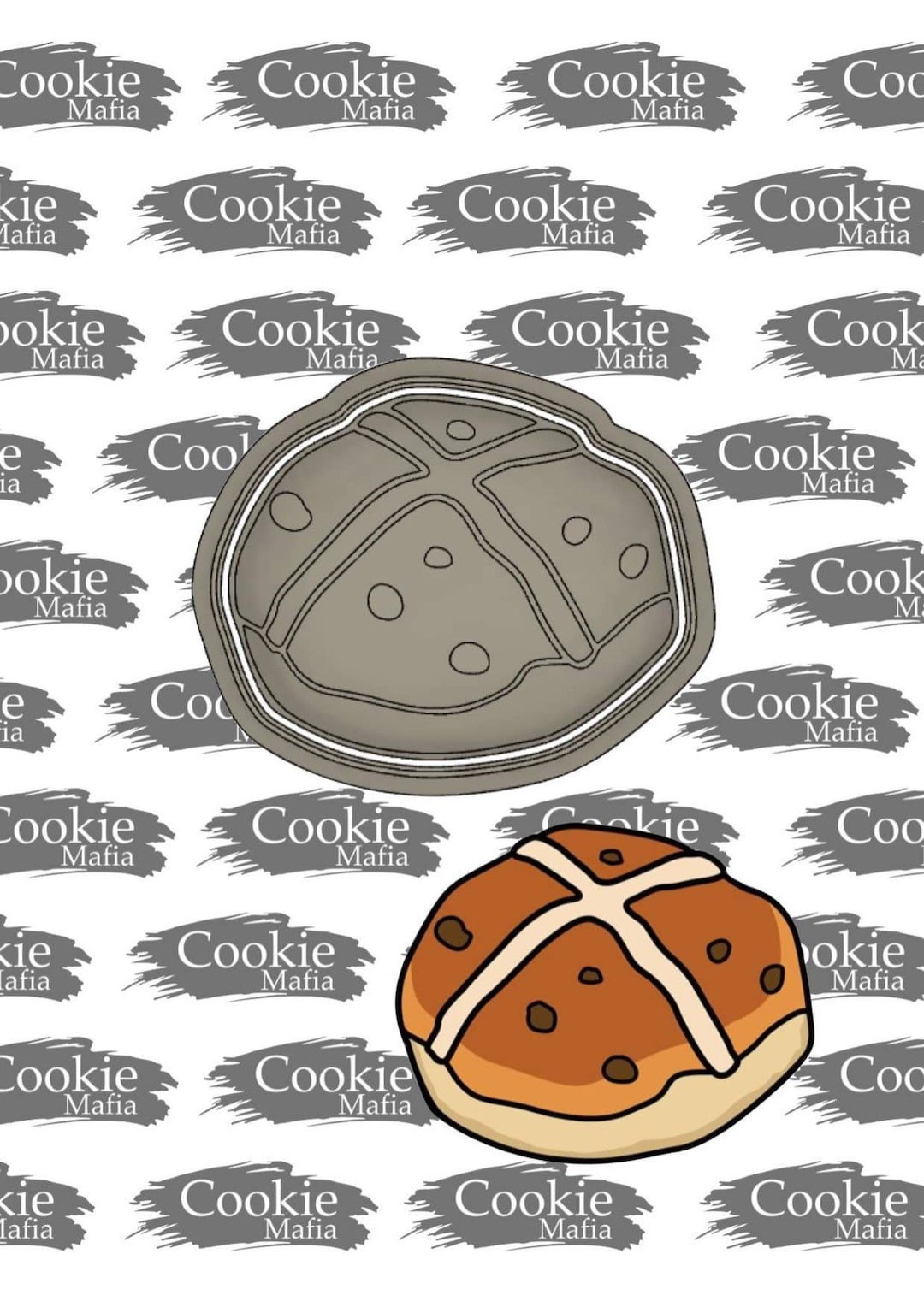 Easter Bun, Hot Cross Bun 8cm Cutter Embosser - Etsy