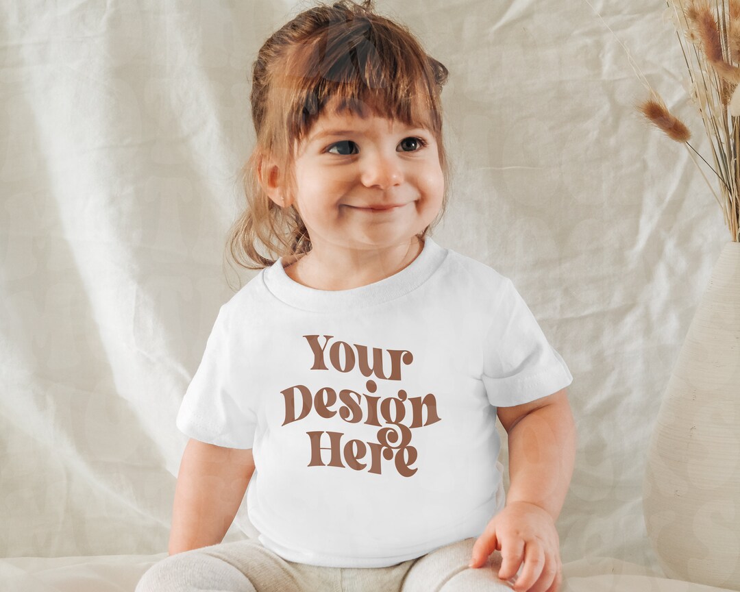 Toddler Rabbit Skins 3401 White T-shirt Mock Up, Baby Clothing Mock ...