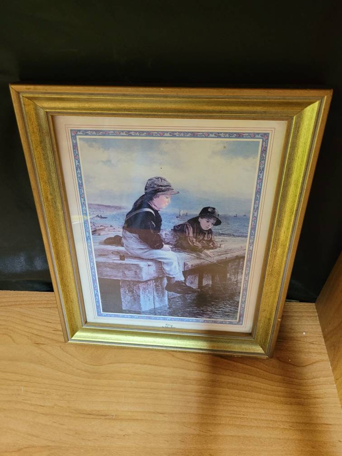 Fishing by Arthur Hunter - Print in Wood Frame With Glass - Etsy