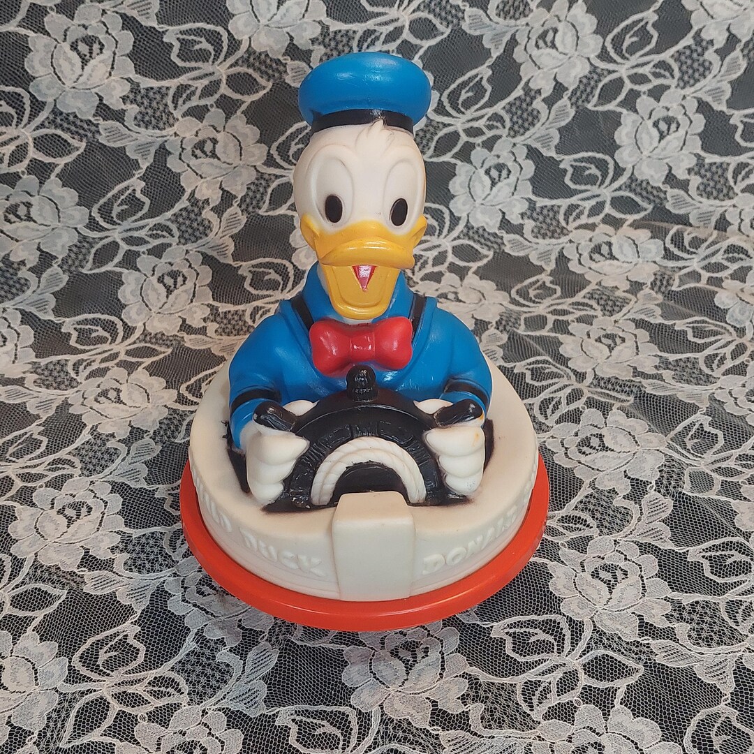 Vintage 1976 Donald Duck Roly Poly Toy Captain Donald Driving a Boat ...