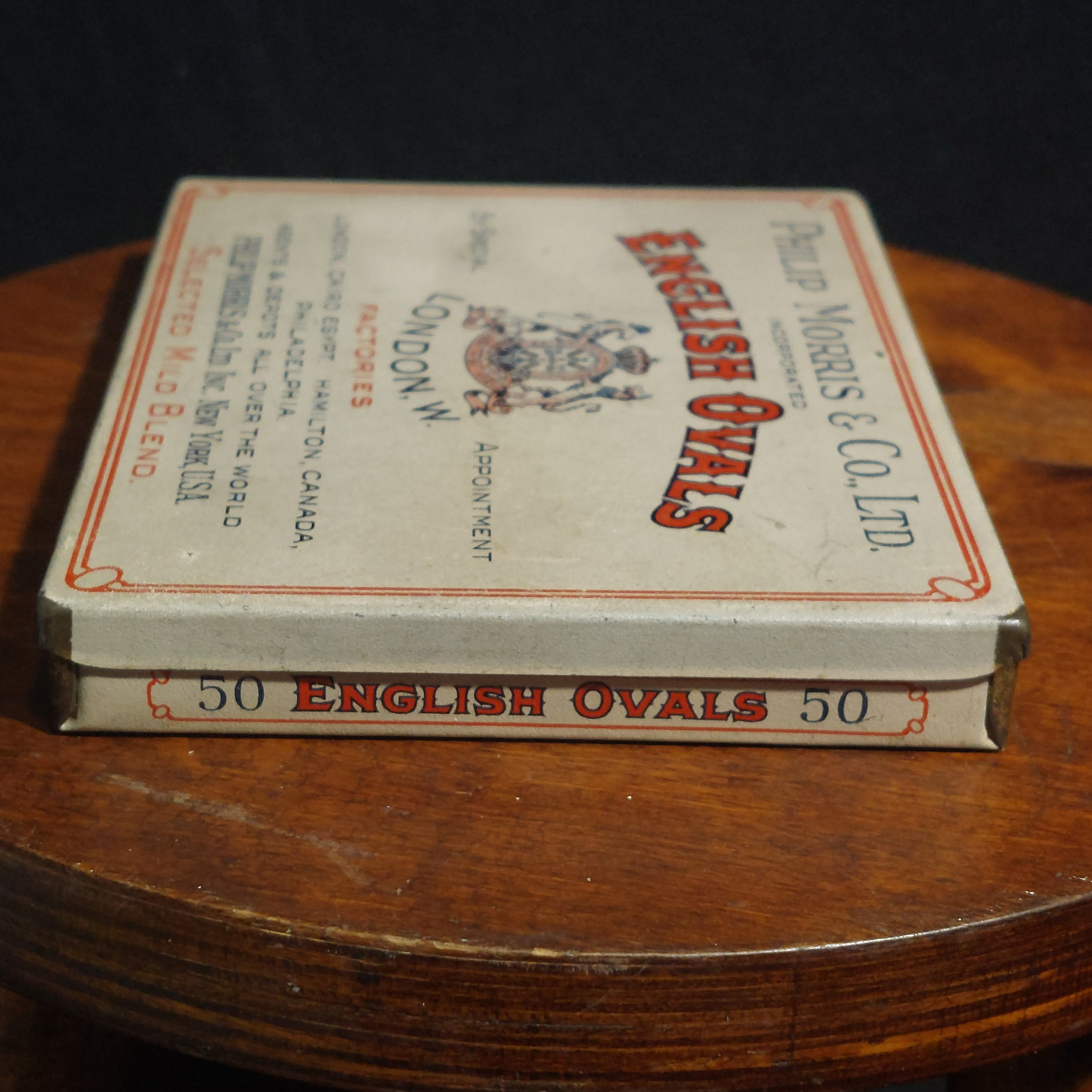 Vintage 1950's Philip Morris & Co., Ltd. English Ovals 50 Cigarette Tin ...