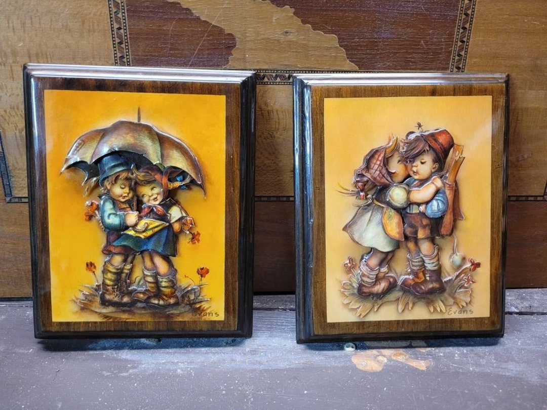 Vintage 1980's 3D Hummel Style Wall Plaques - Jerry Evans Art (set of 2 ...