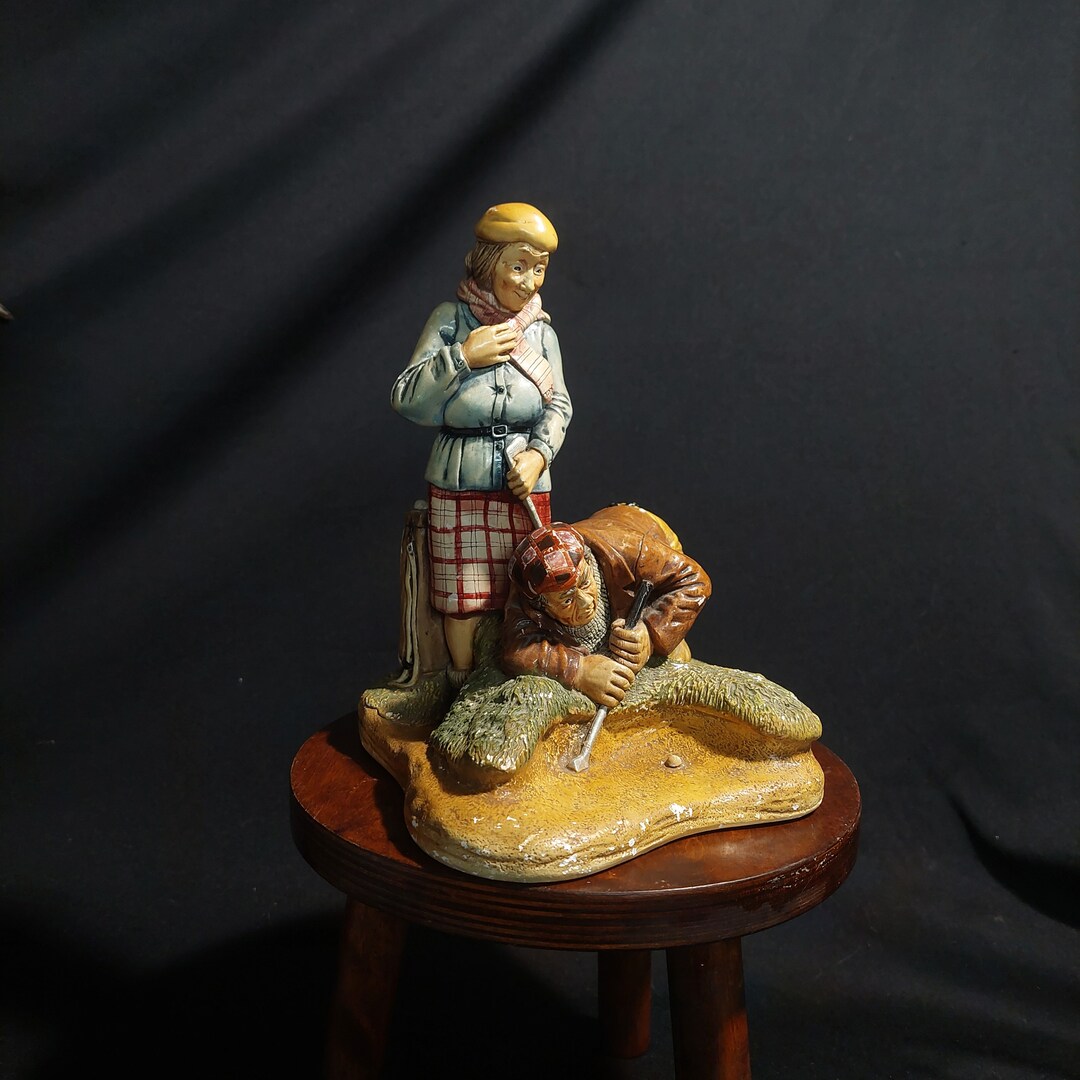 Vintage 1975 Hand Painted Golf Stoneware Statue - "frustration ...