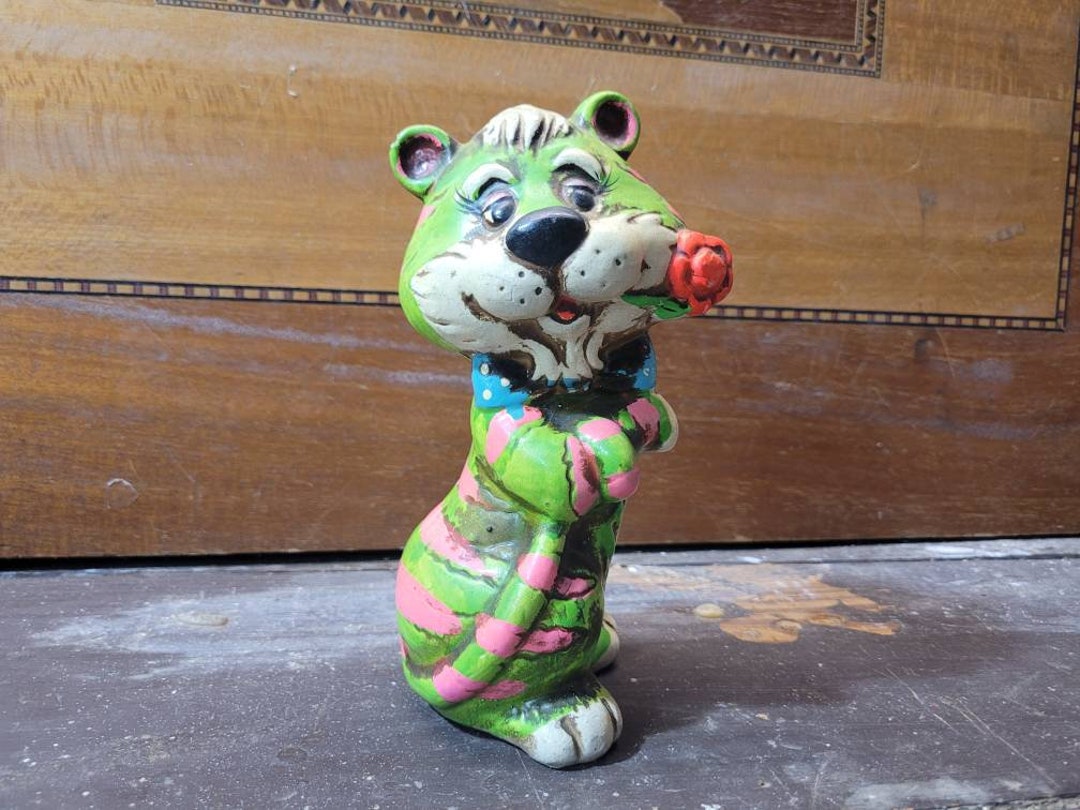 Vintage 1960's Holiday Fair Chalkware Tiger Bank Made in - Etsy