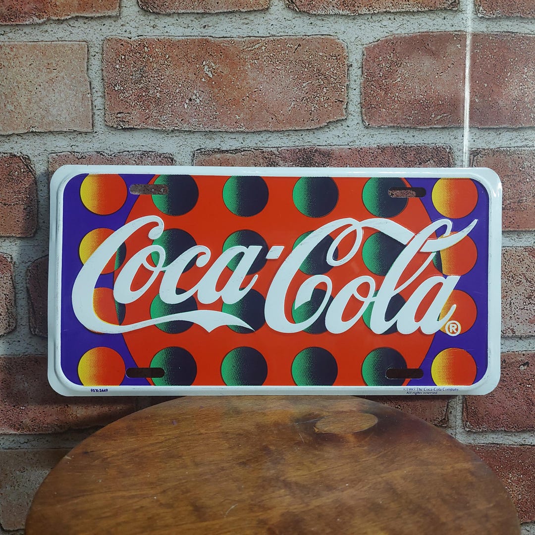 Vintage 1995 Coca Cola License Plate - Colorful Circle Dot Pattern - Etsy